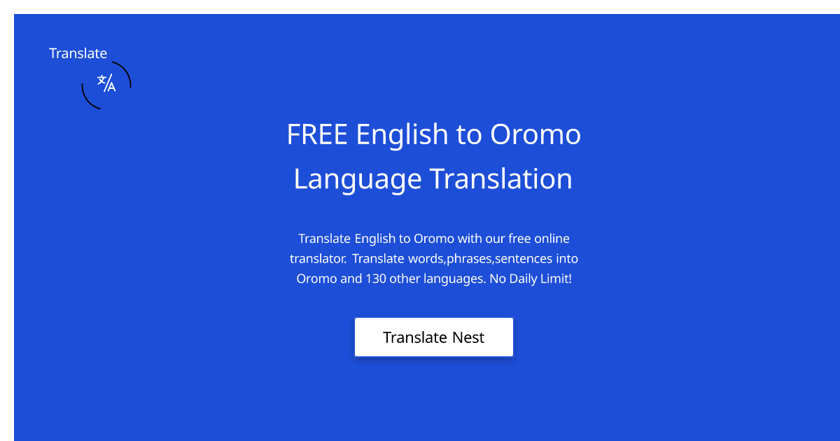 FREE English to Oromo Language Translation